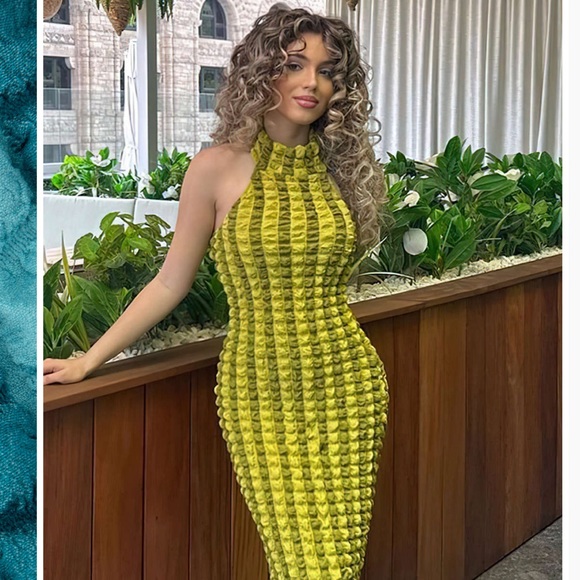 Micas | Dresses | New Micas Womens Popcorn Textured Halter Backless ...